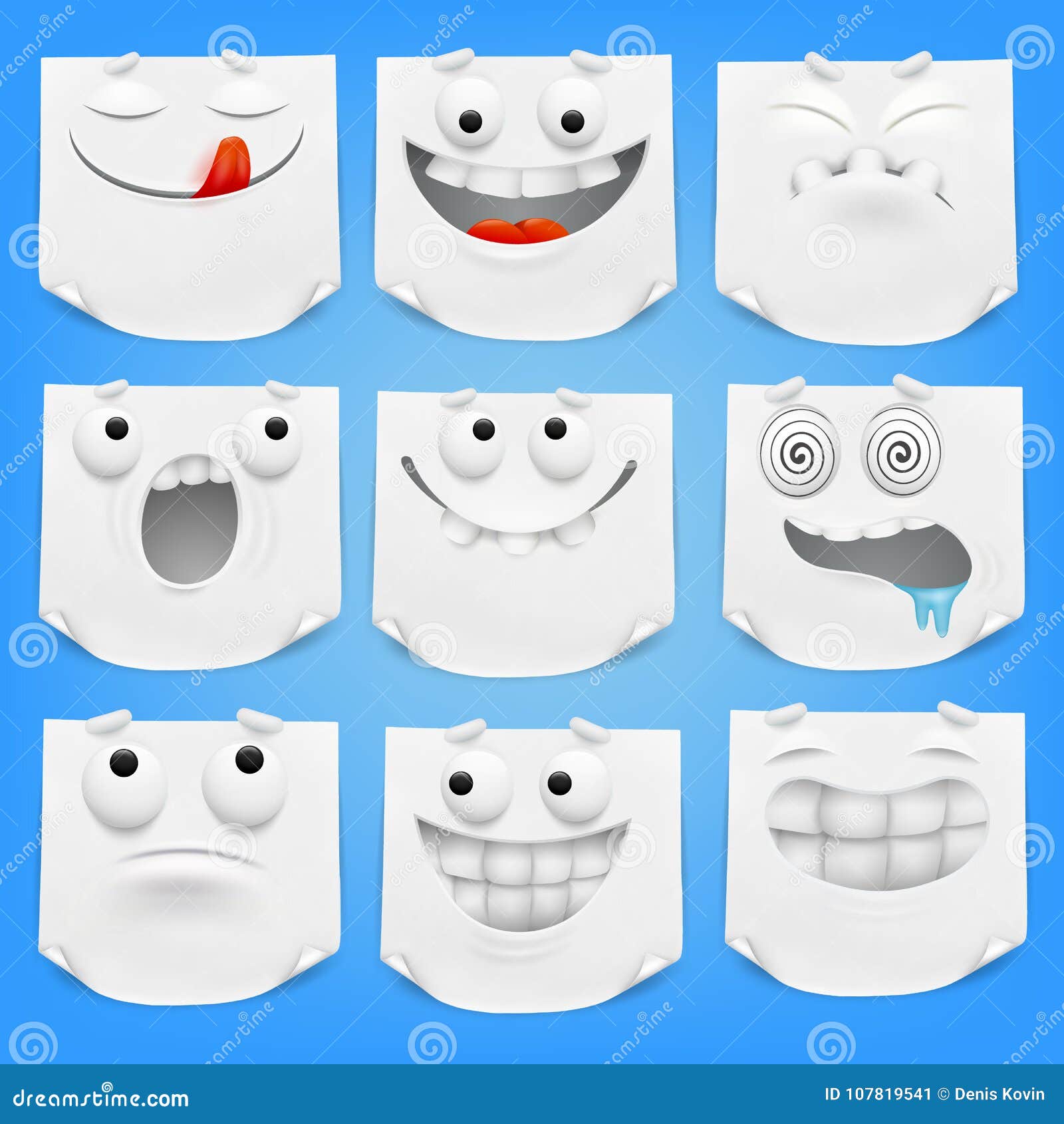 White Emoticon Isolated On Black Background Cute Vector Illustration ...