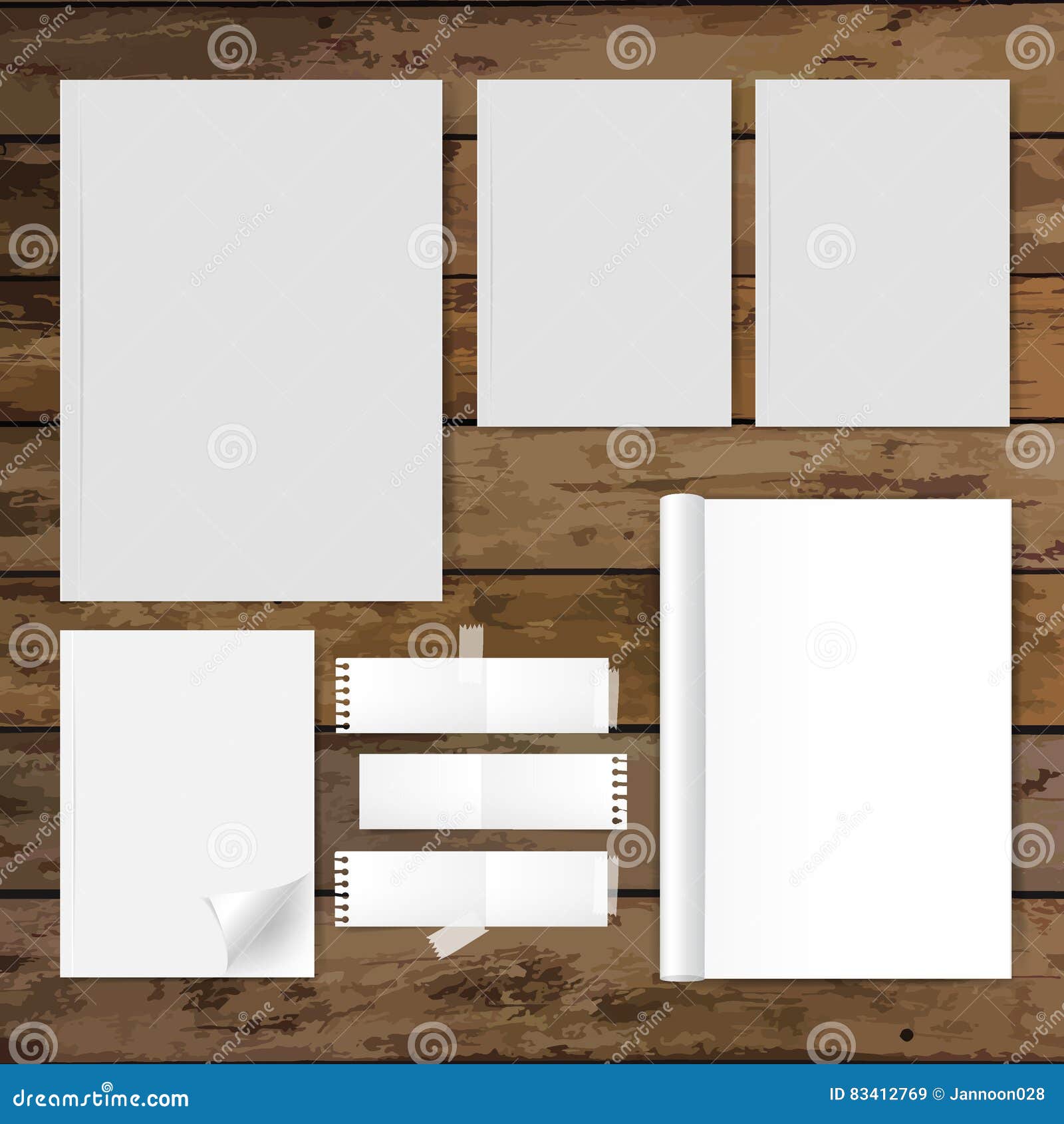 Collection of Various White Papers, Ready for Your Message. Vector ...