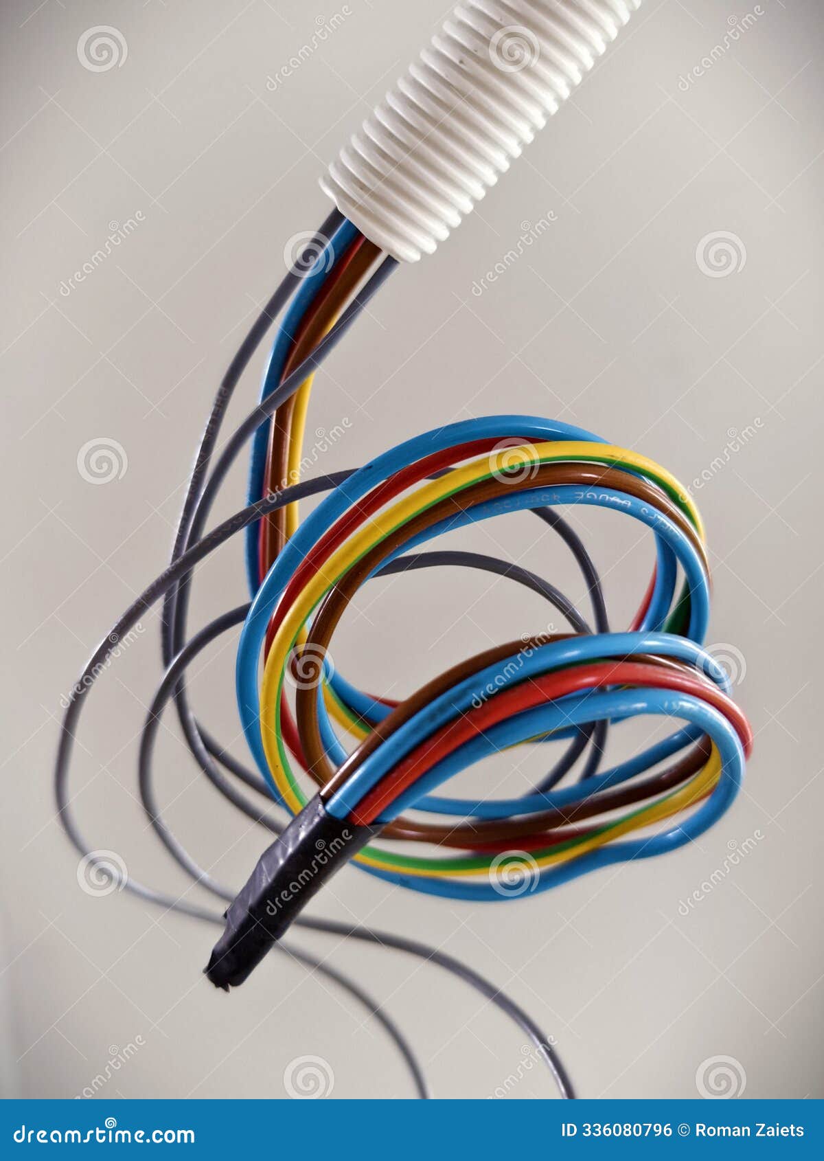 A Collection of Various Wires is Hanging Down from the Ceiling Stock ...