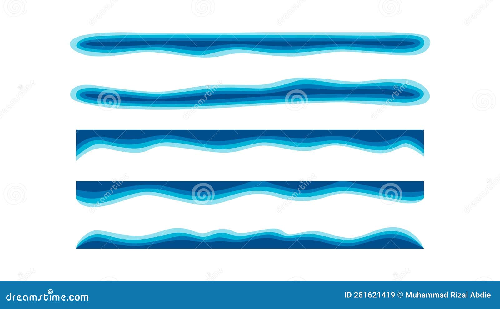 Collection Vector of Abstract Blue Wave Wavy Border Frame Decoration ...