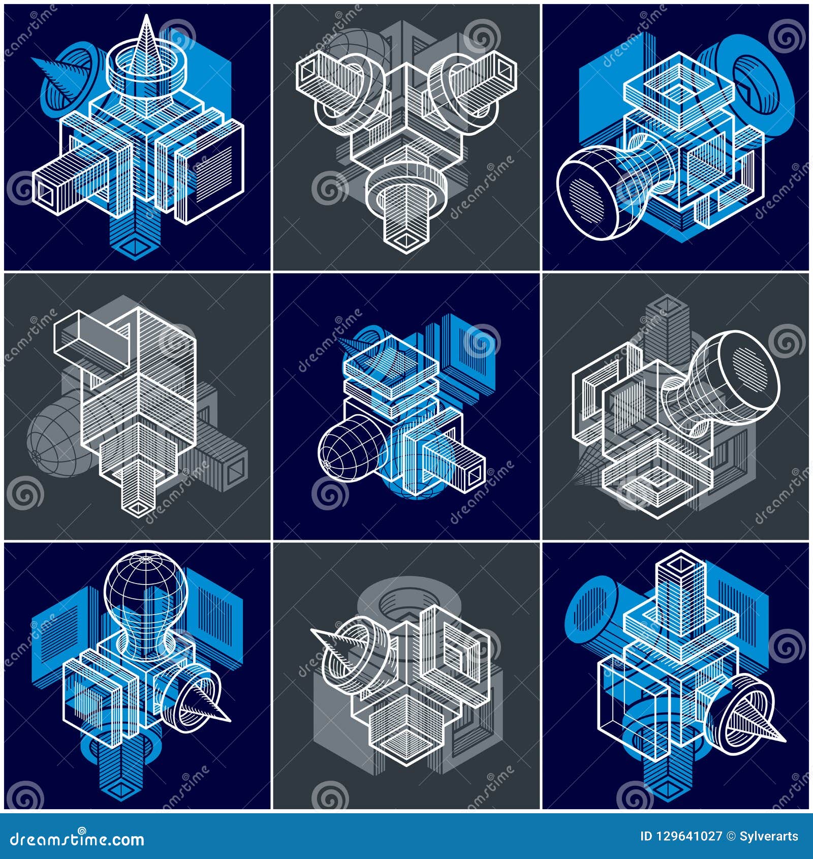 Collection of Vector Abstract Different Dimensional Geometric Sh Stock ...