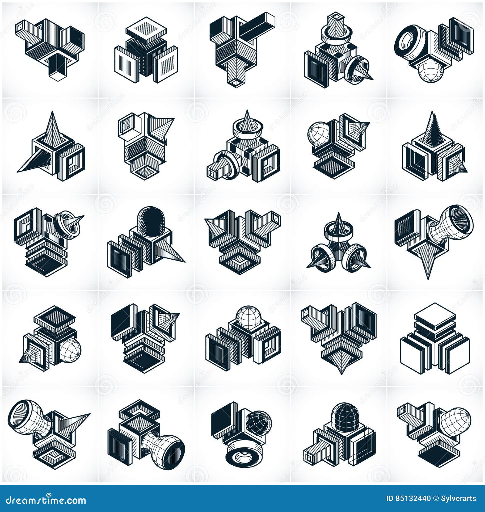 Collection of Vector Abstract Different Dimensional Geometric Sh Stock ...