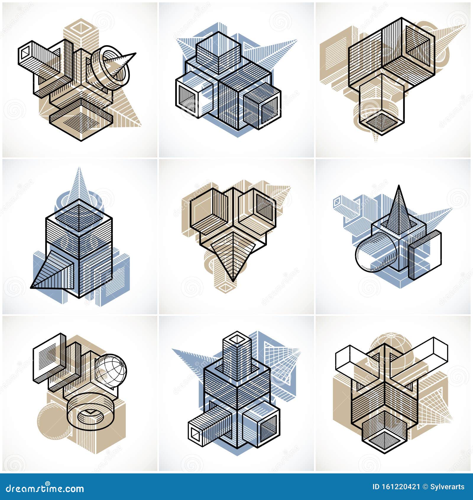 Collection of Vector Abstract Different Dimensional Geometric Shapes ...