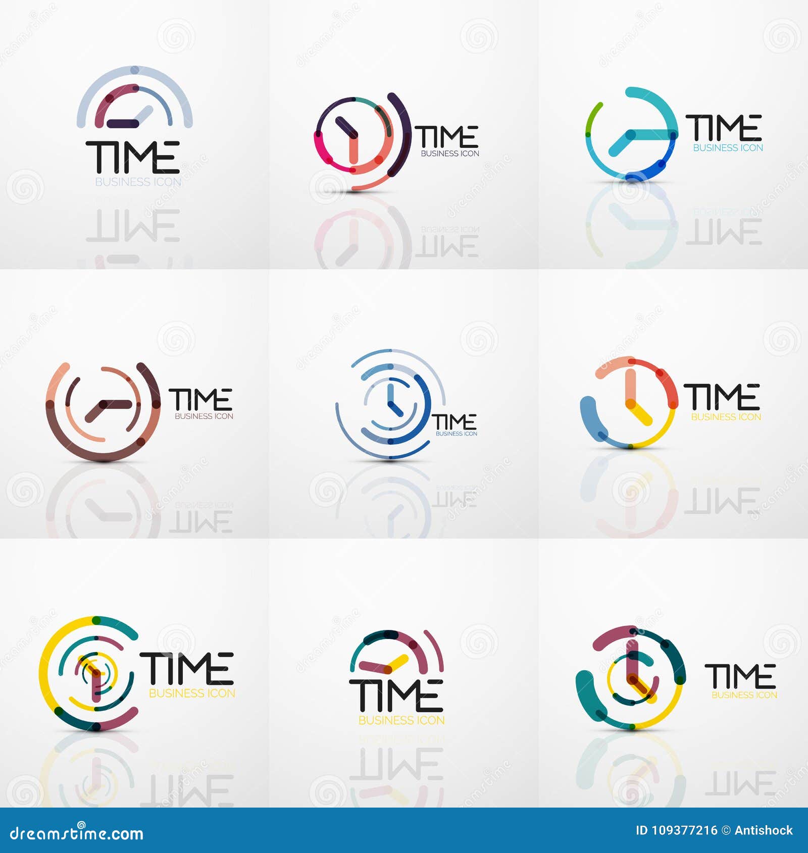 Collection of Vector Abstract Logo Ideas, Time Concepts or Clock ...