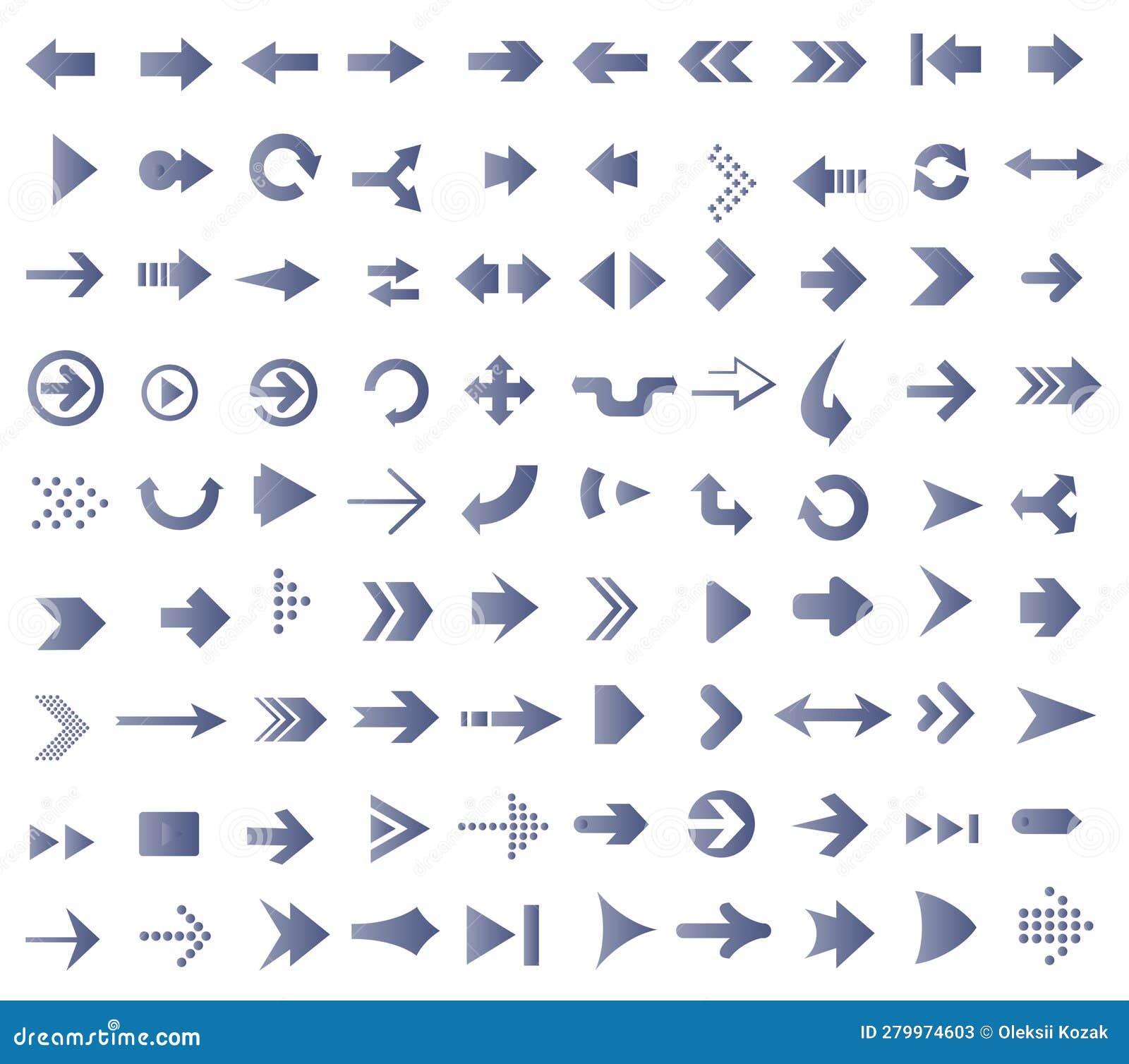 Collection of Vector Arrows. Blue Arrows with a Gradient Stock Vector ...
