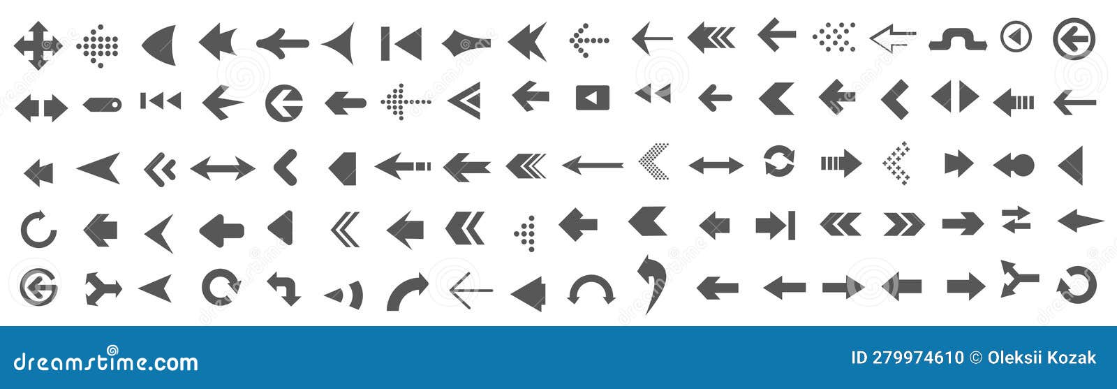 Collection of Vector Arrows. Arrows in Grey Stock Vector - Illustration ...