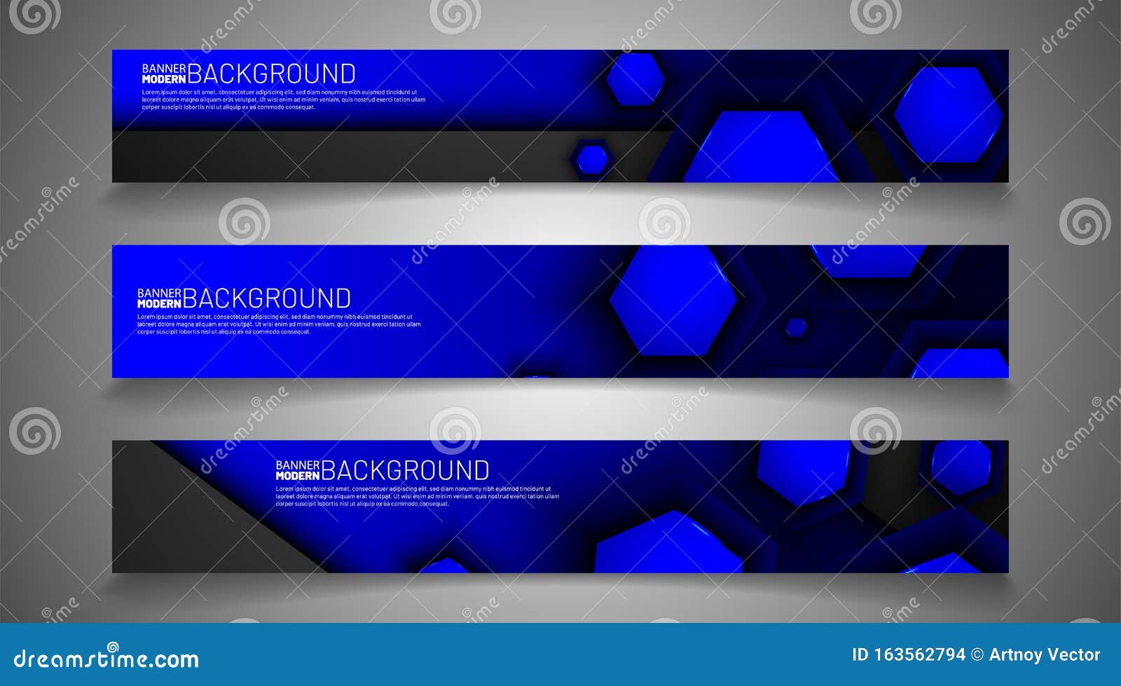 Collection Vector Banners. Overlapping Blue Hexagon Background. Web ...