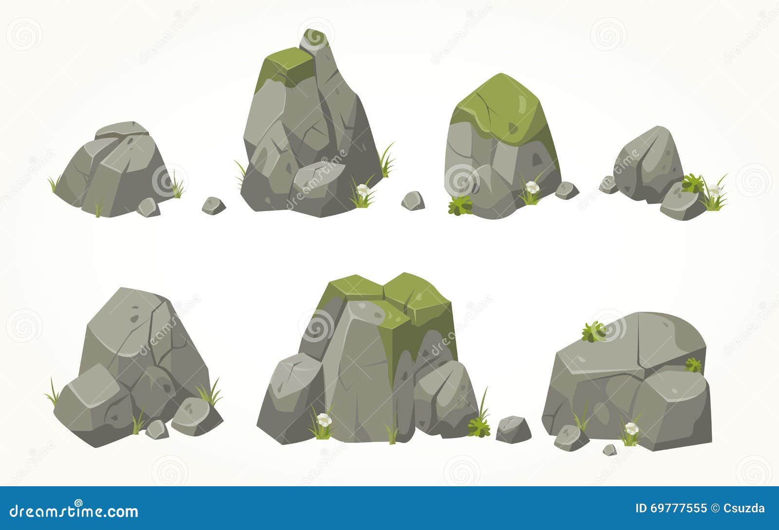 Collection of Vector Boulders Stock Vector - Illustration of isolated ...