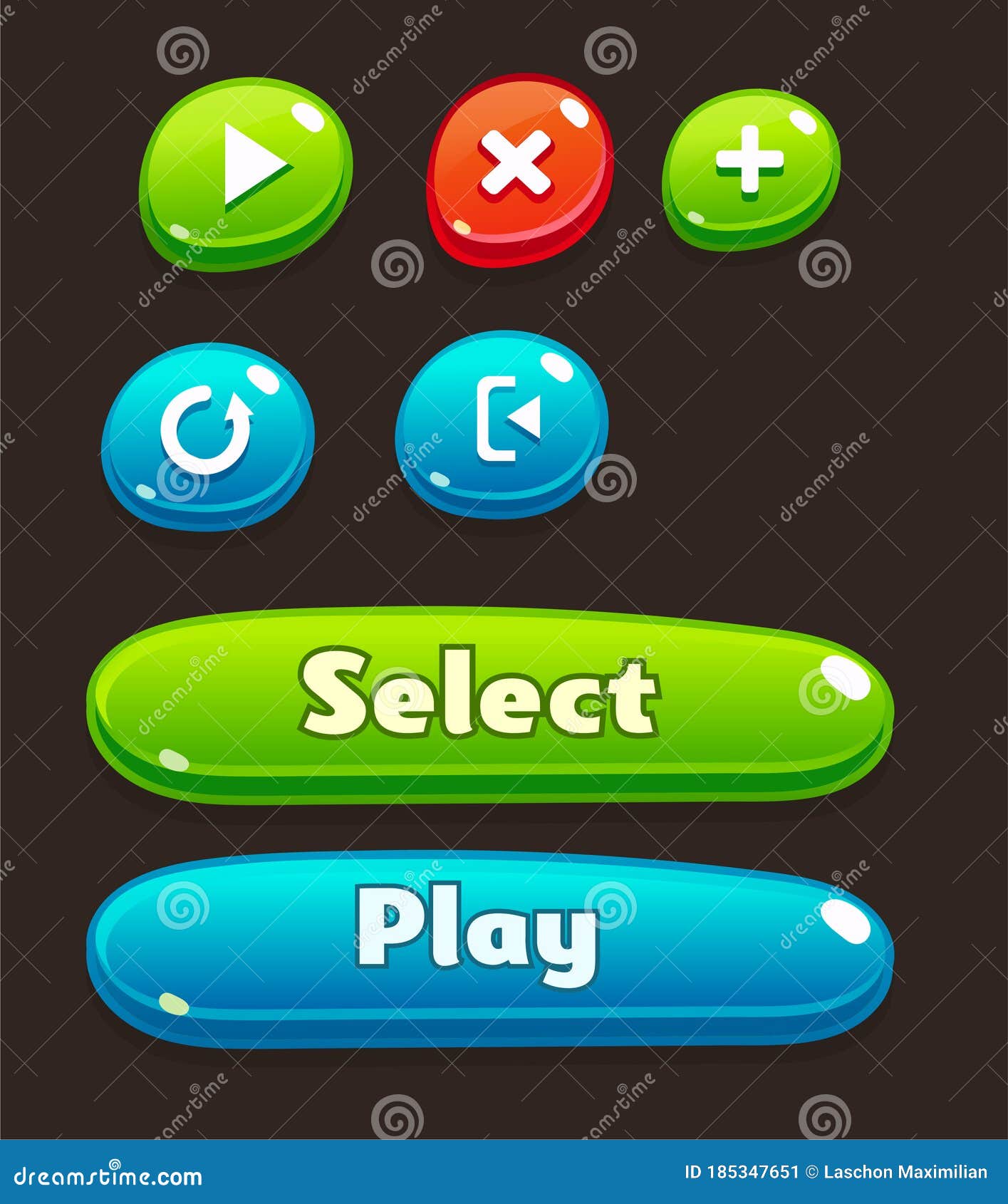 Cartoon Set of Buttons for Game Development Stock Vector - Illustration ...
