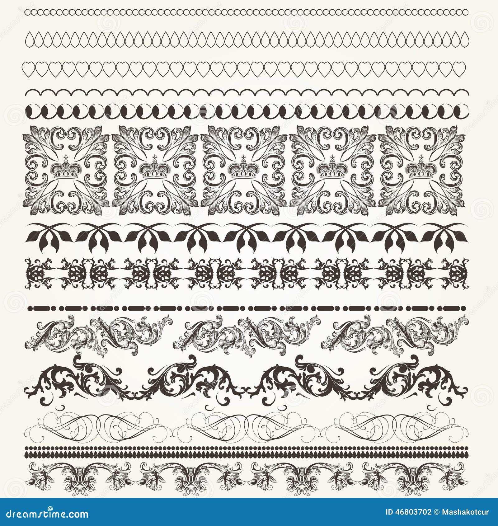 Collection of Vector Calligraphic Borders for Design Stock Vector ...