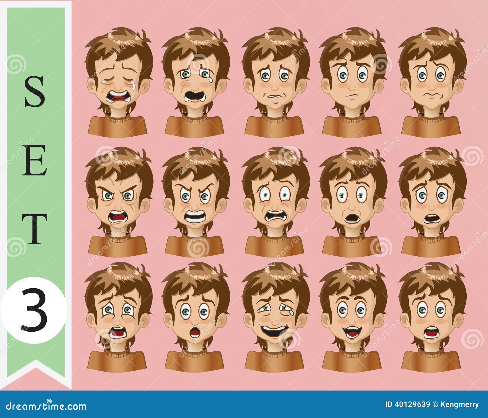 Collection of Vector Cartoon Emotion Face Stock Vector - Illustration ...