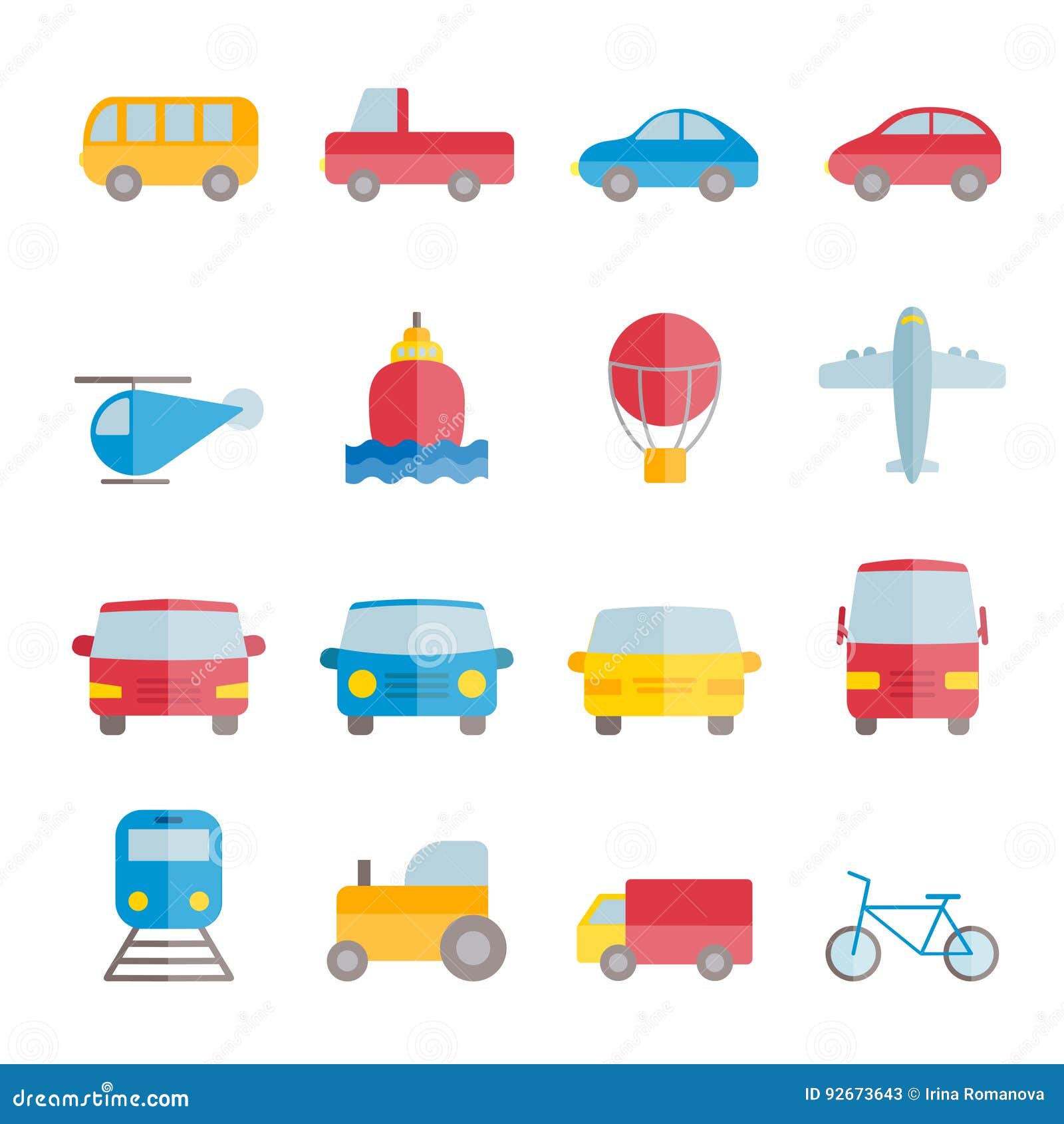 Collection of Vector Colorful Flat Transportation Icons Stock Vector ...