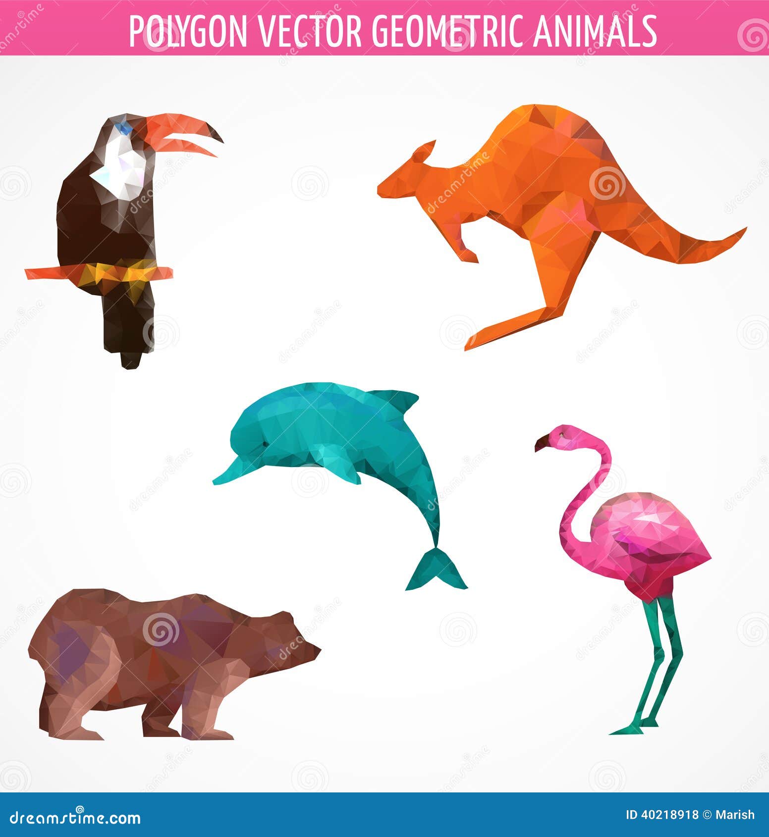 Collection of Vector Colorful Polygonal Animals Stock Vector ...