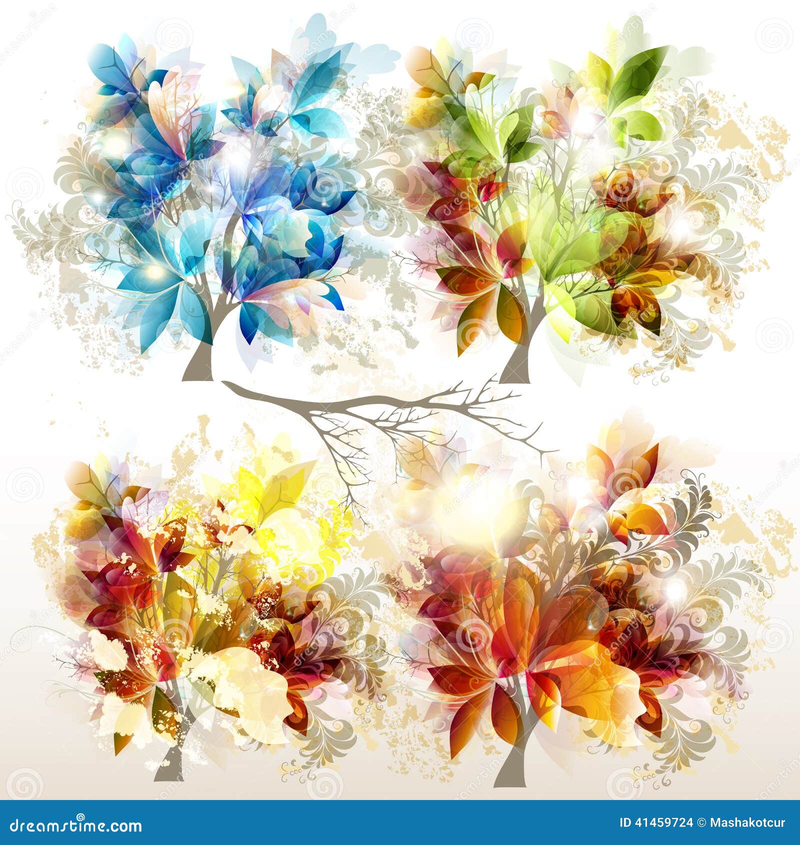 Collection of Vector Colorful Trees for Design Stock Vector ...