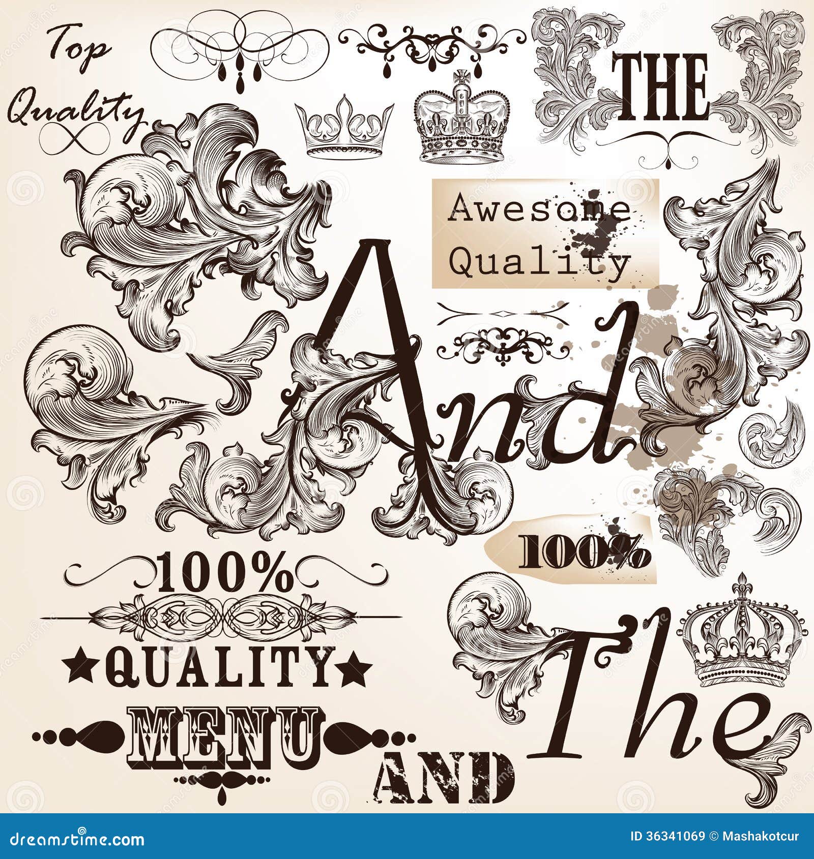 Collection of Vector Decorative Elements and Headlines for Design Stock ...