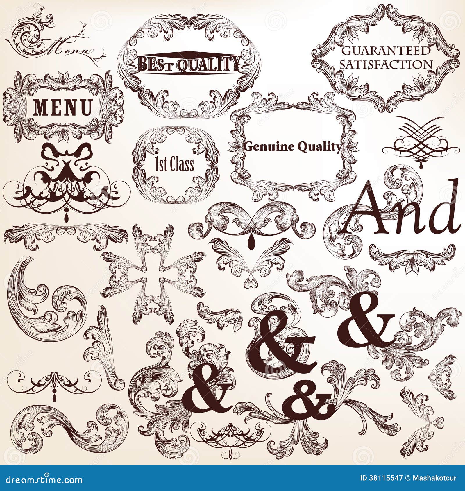 Collection of Vector Decorative Elements in Vintage Style Stock Vector ...