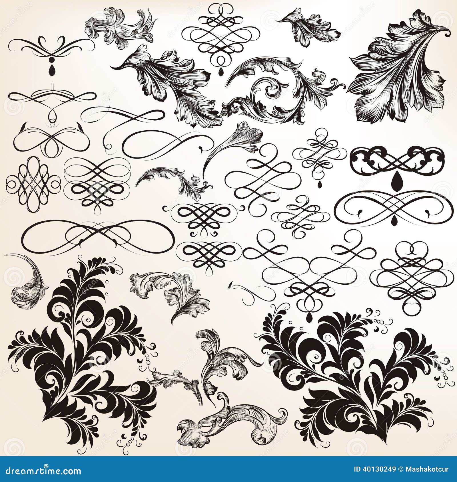 Collection of Vector Decorative Flourishes Stock Vector - Illustration ...