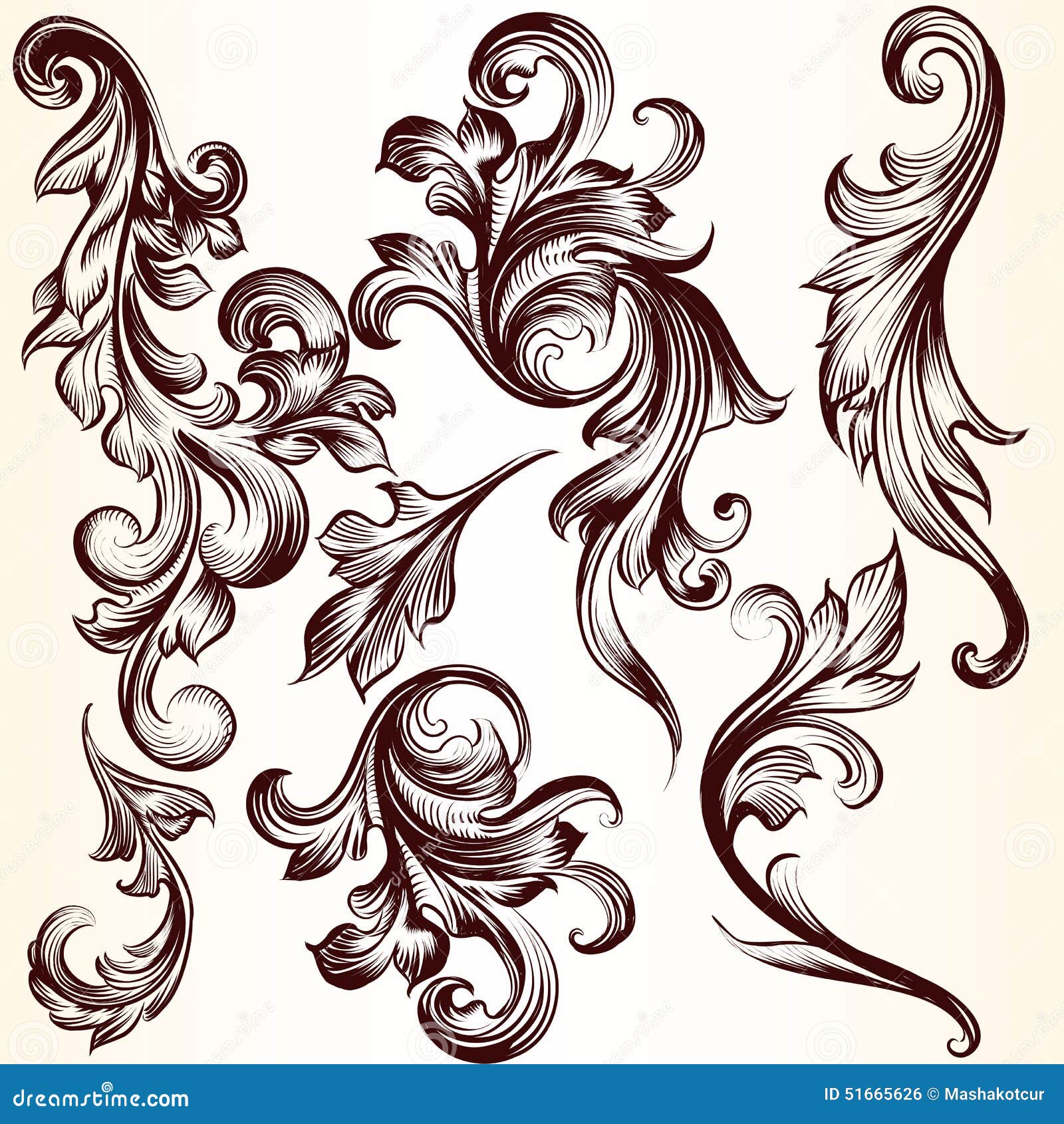 Collection of Vector Decorative Swirl Elements for Design Stock Vector ...