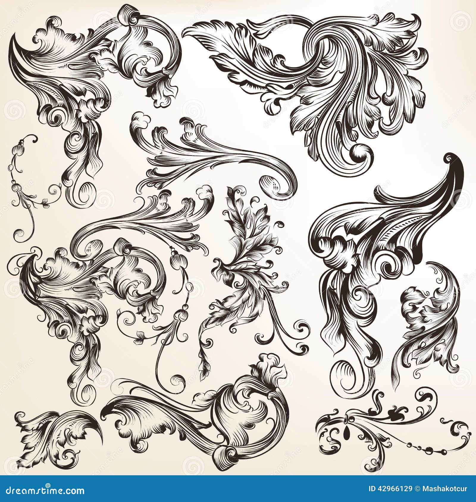 Collection of Vector Decorative Swirl Elements in Vintage Style Stock ... Collection of Vector Decorative Swirl Elements in Vintage Style Stock ...
