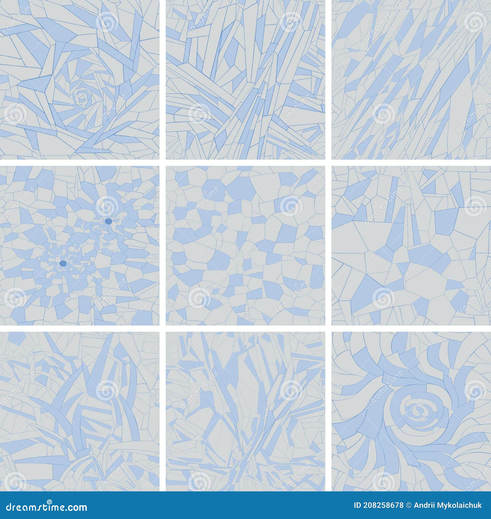 Collection of Vector Decorative Textures of Blue Cracked Glass Stock ...