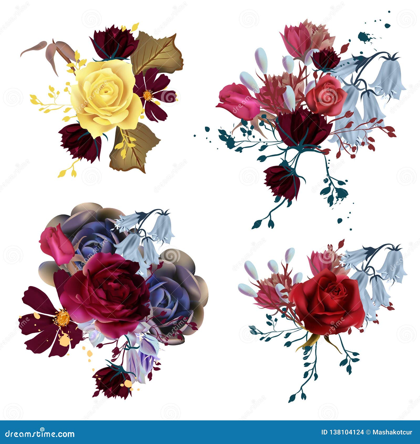 Collection of Vector Detailed Flowers for Design Stock Vector ...