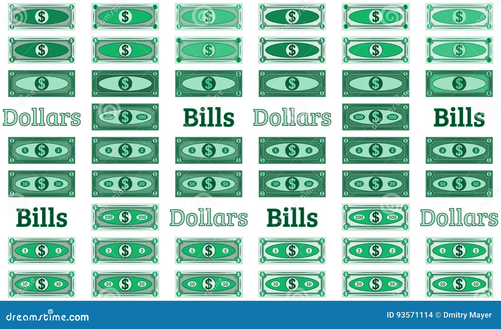 Collection of Vector Dollars, Abstract Banknotes Stock Vector ...