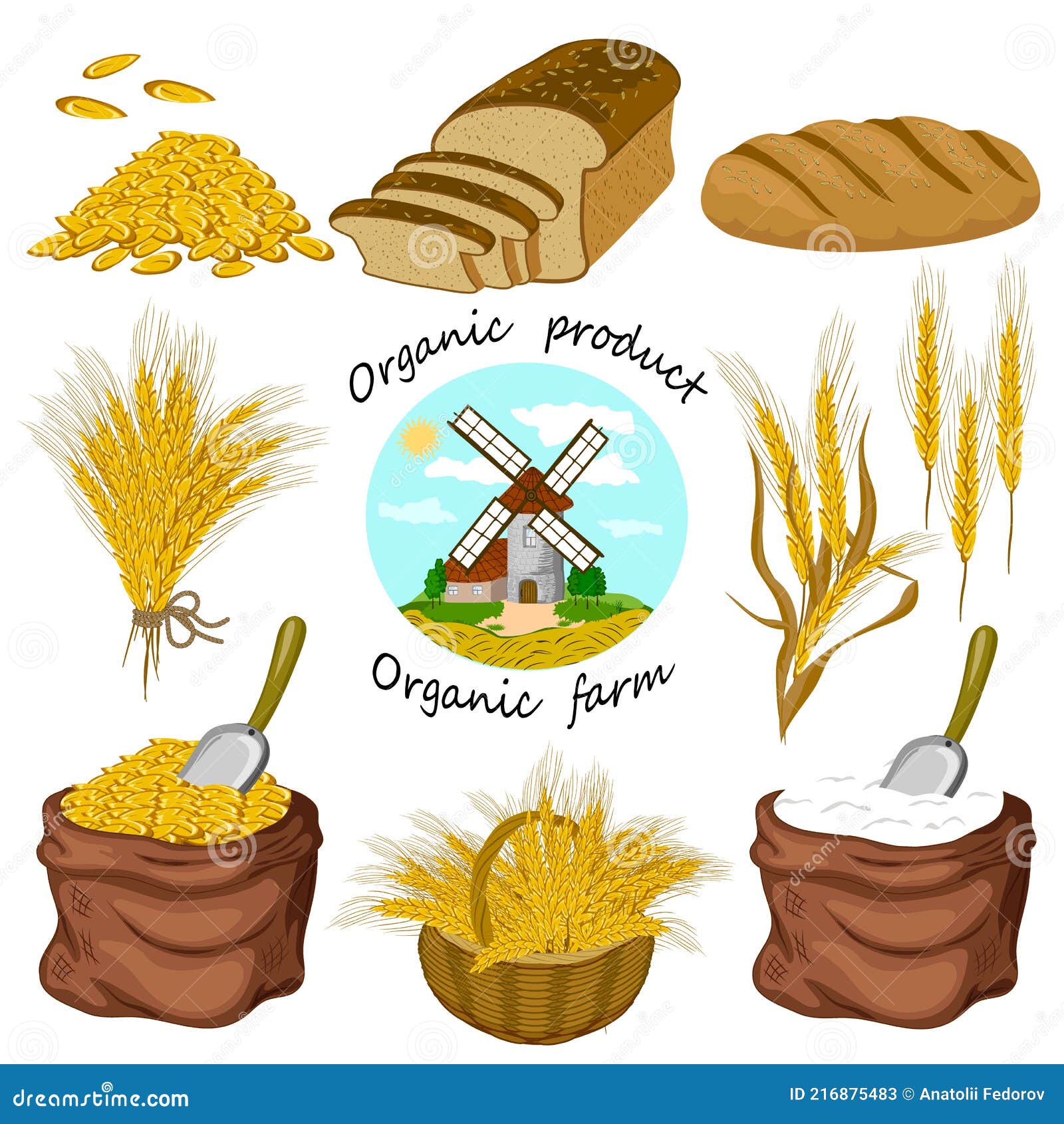 Collection of Vector Elements of Agricultural Products. Stock Vector ...