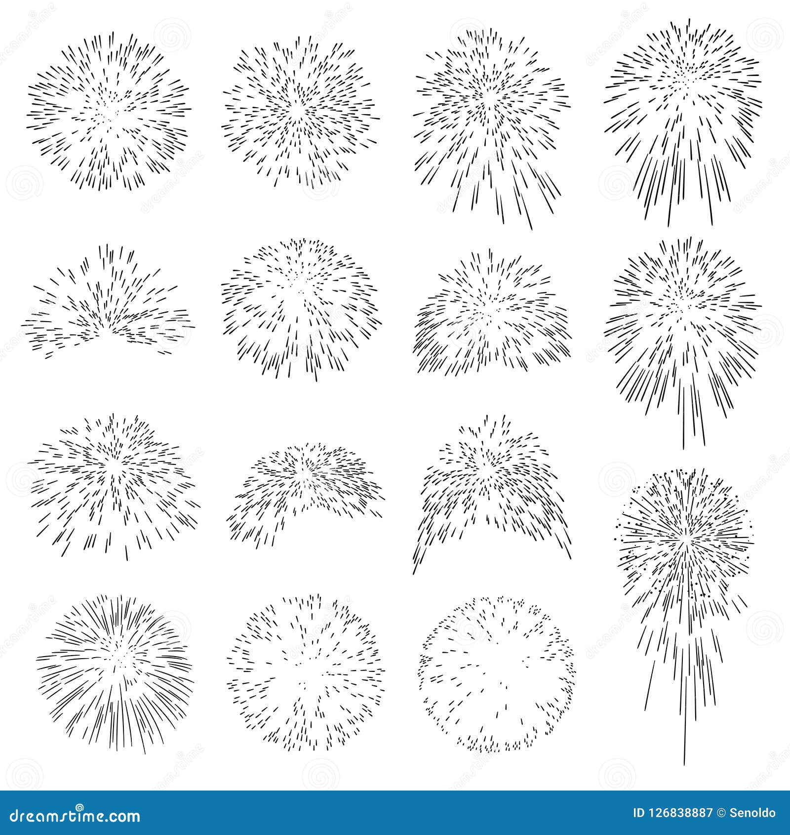 Firework Rocket Explosion Collection - Vector Sparks Set Royalty-Free ...
