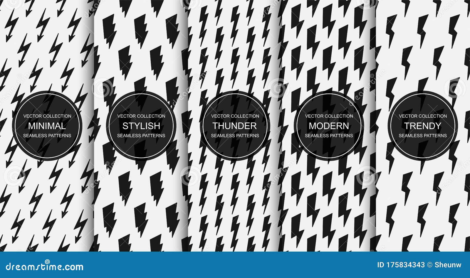 Collection of Vector Flash Seamless Patterns. Cartoon Black and White ...