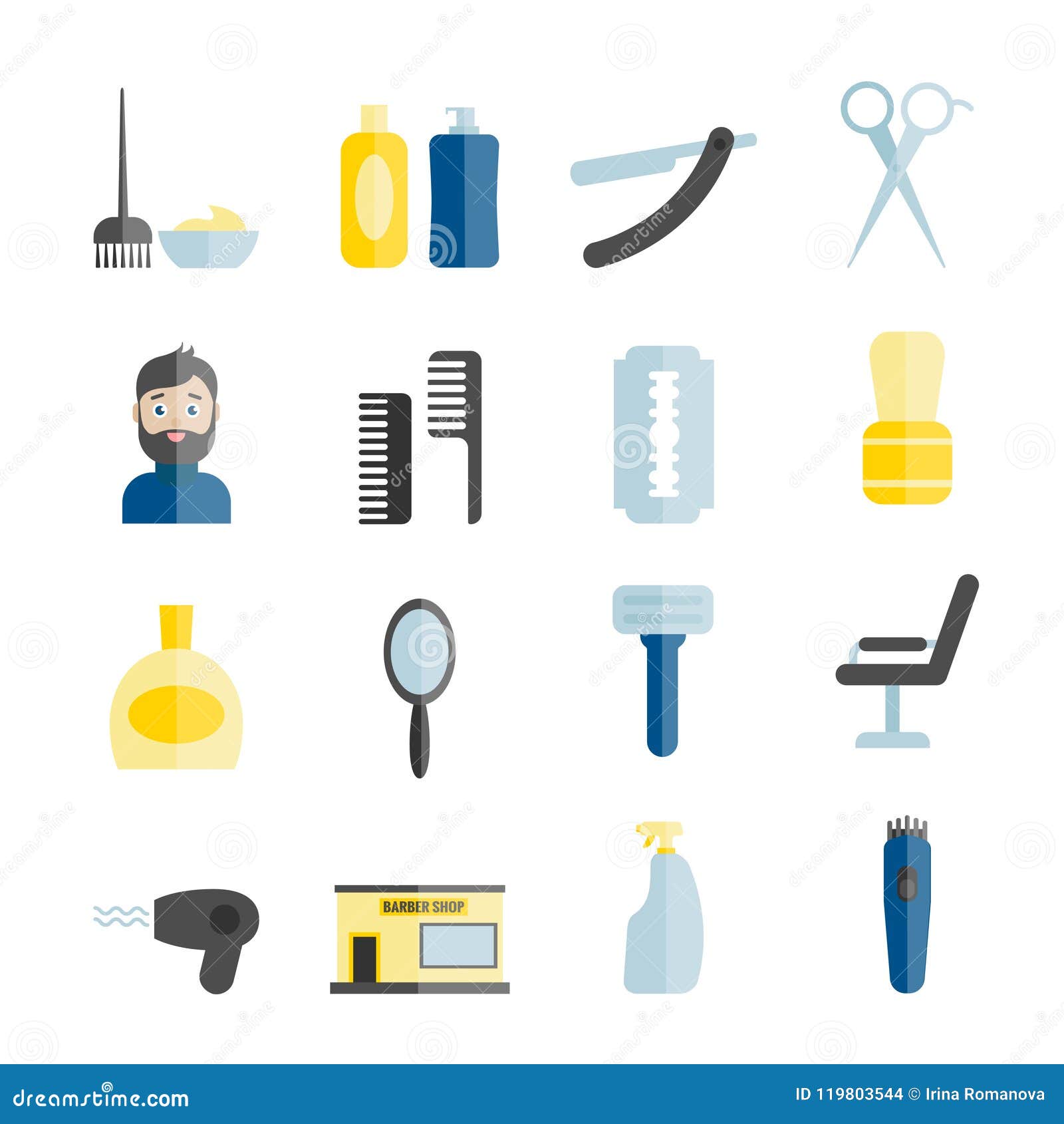 Collection of Vector Flat Barber Tools Icons Stock Vector ...
