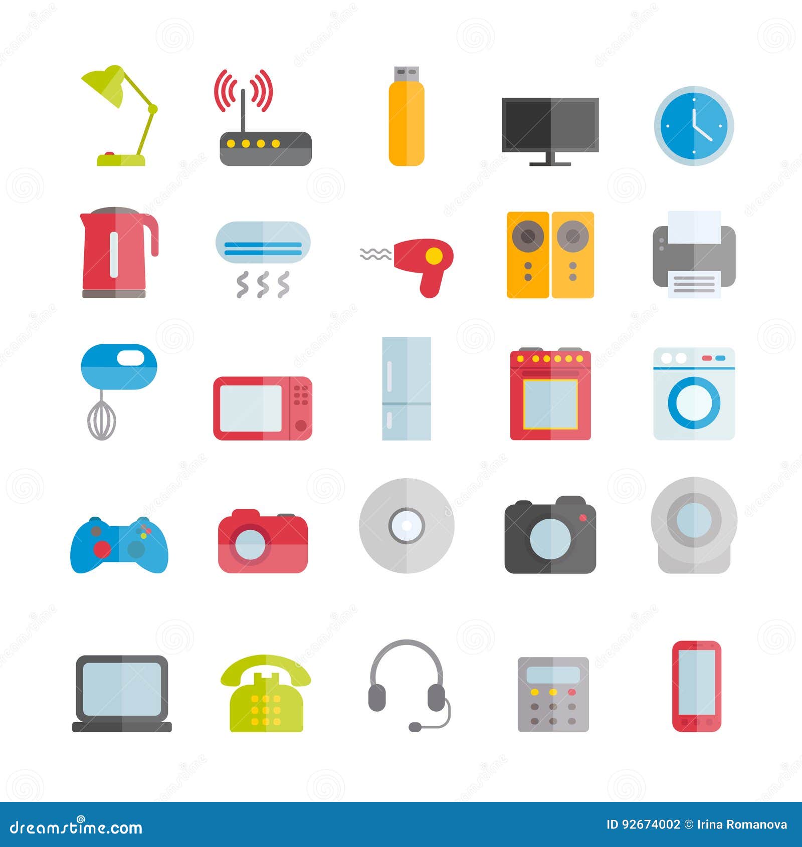 Collection of Vector Flat Devices Icons Stock Vector - Illustration of ...