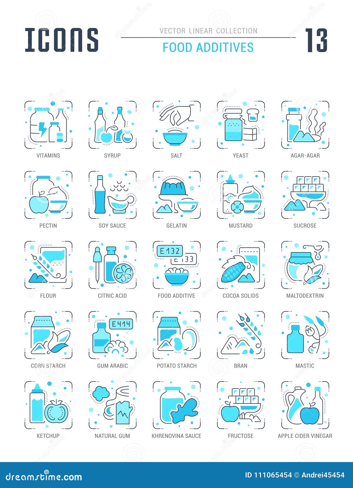 Set Blue Line Icons of Food Additives. Stock Illustration ...