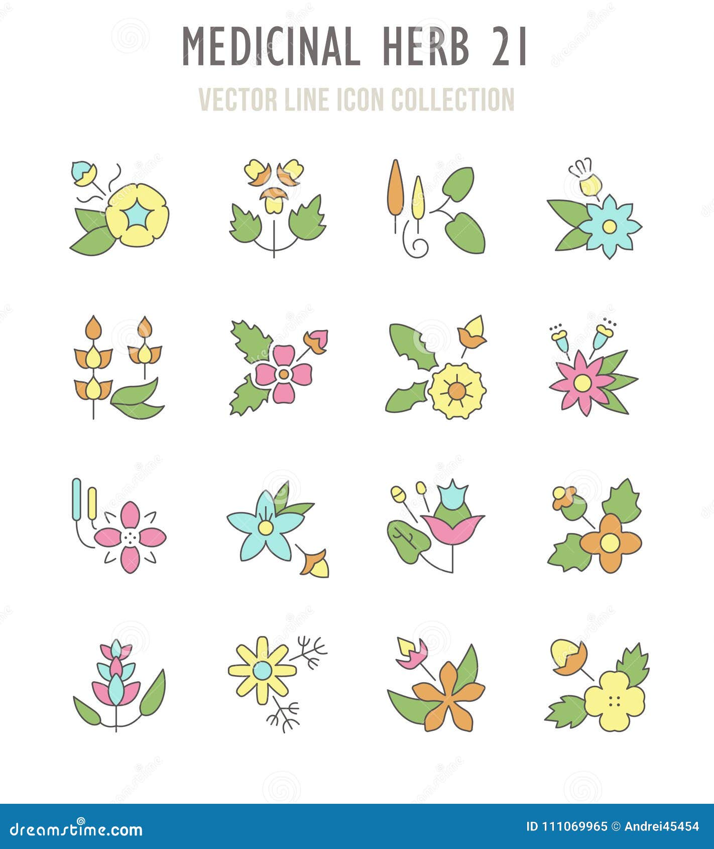 Set of Retro Icons of Medicinal Herb. Stock Illustration - Illustration ...