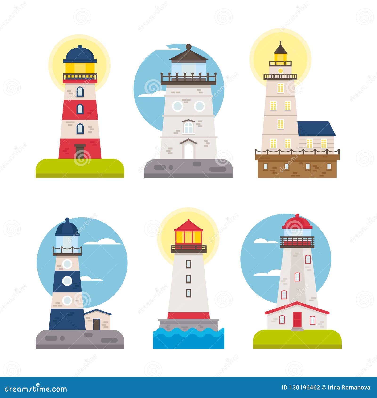 Lighthouses Flat Set Royalty-Free Stock Photo | CartoonDealer.com #72309009