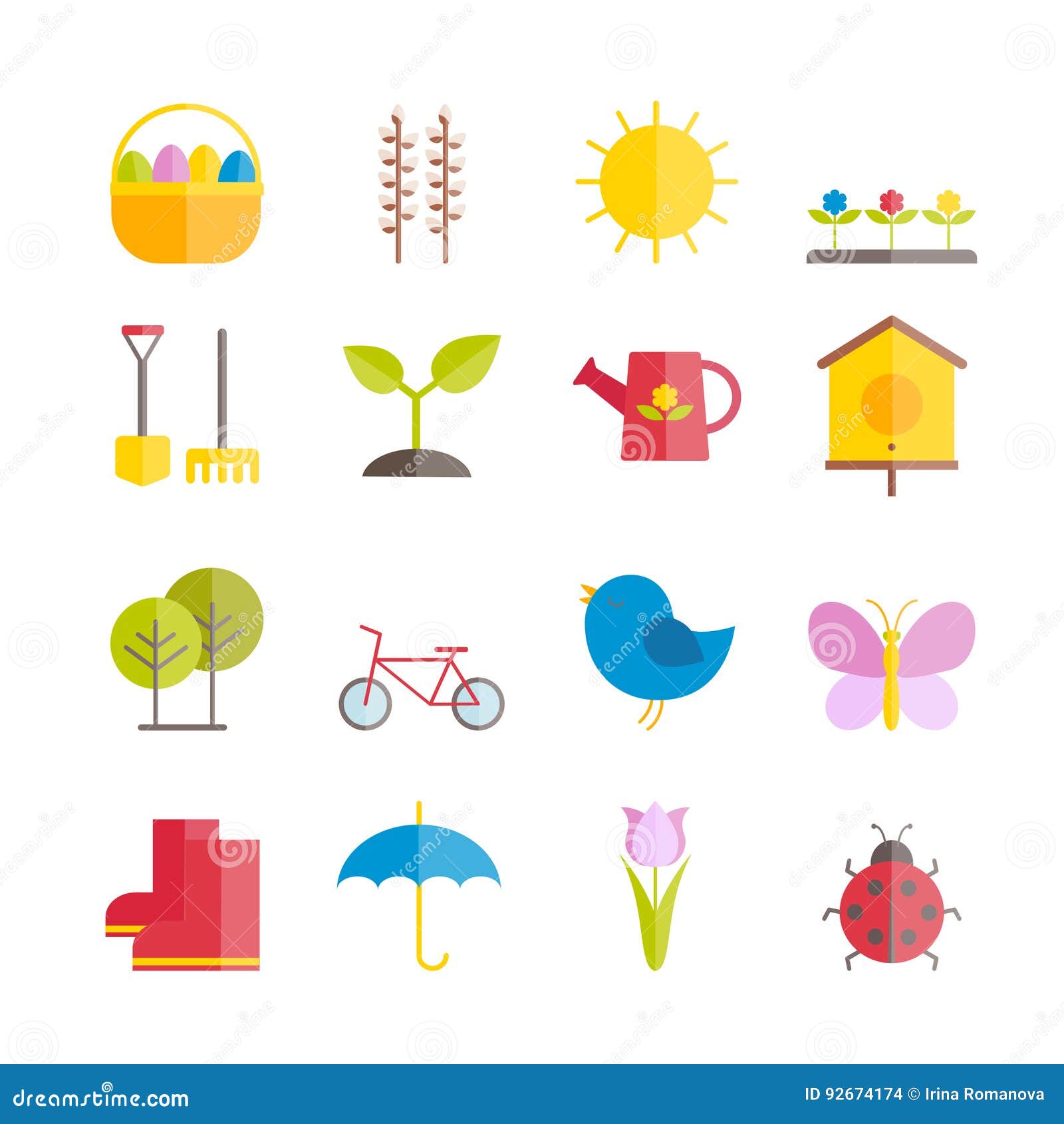 Collection of Vector Flat Springtime Stock Vector - Illustration of ...