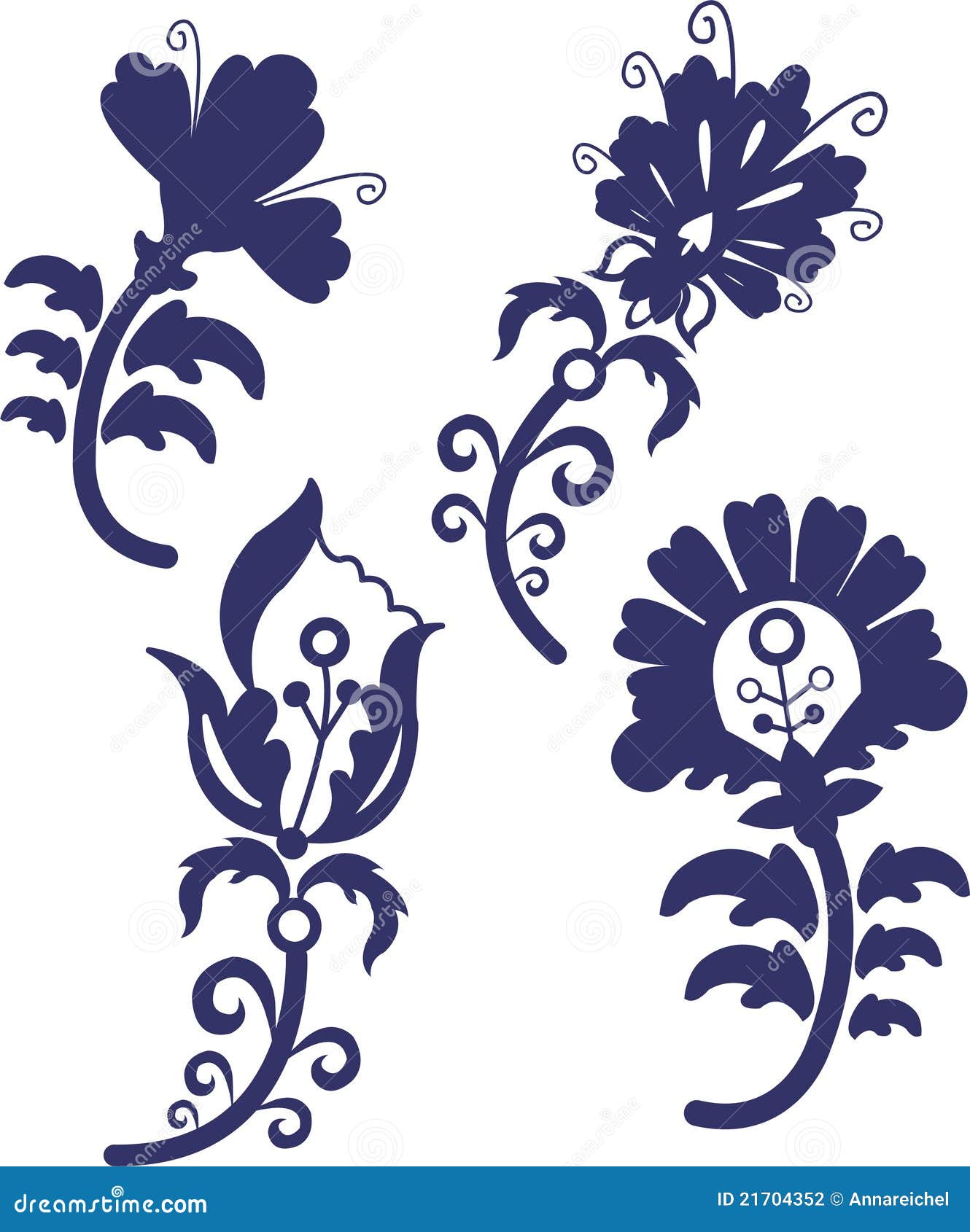 Collection of Vector Floral Elements Stock Vector - Illustration of ...