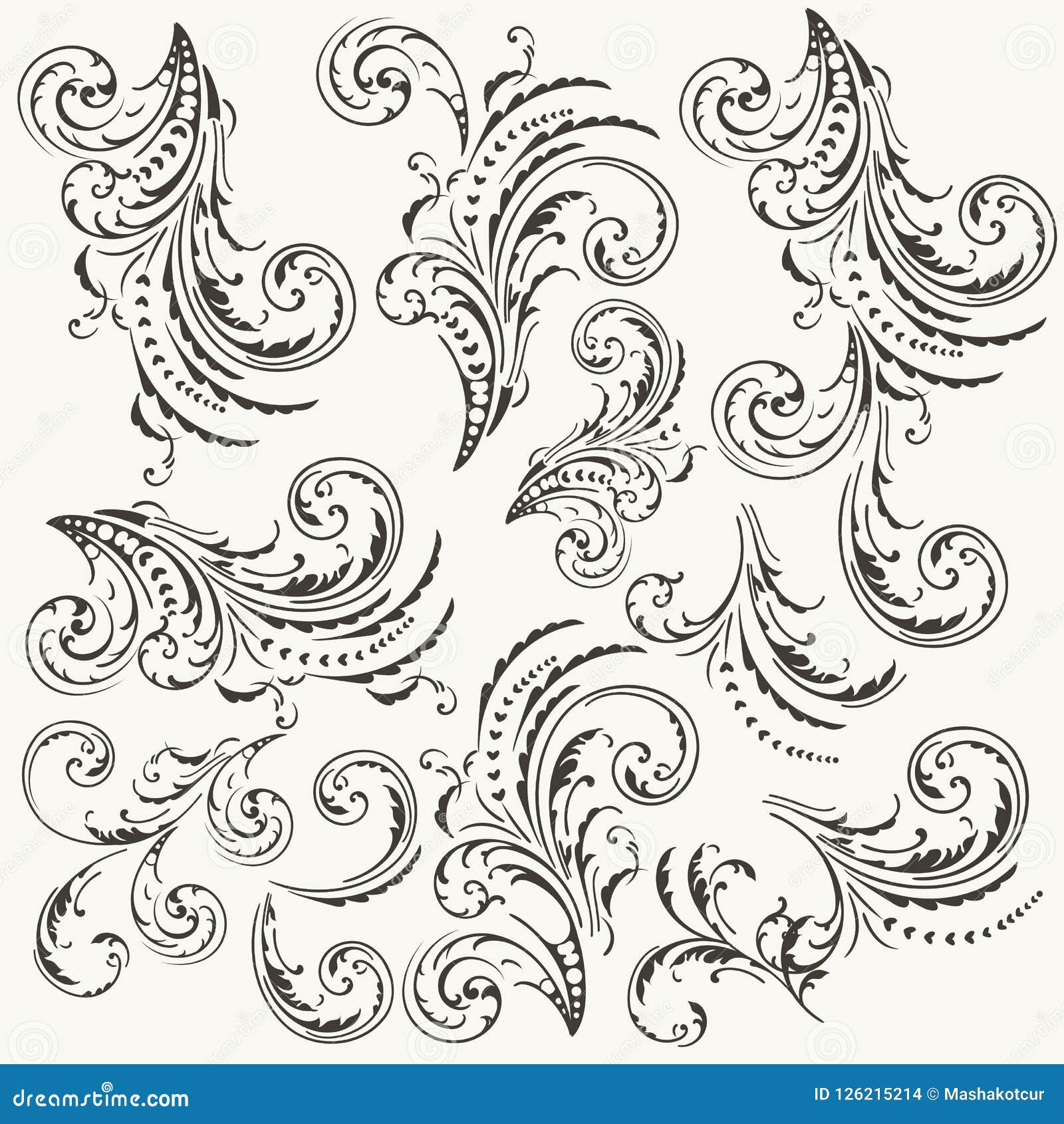 Collection of Vector Flourishes in Vintage Style Stock Vector ...