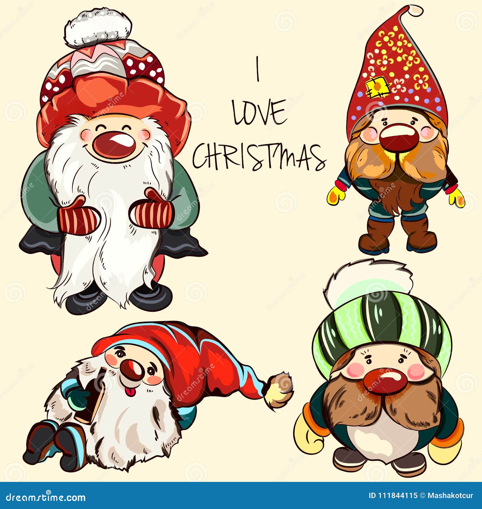 Collection of Vector Gnomes for Christmas Stock Vector - Illustration ...