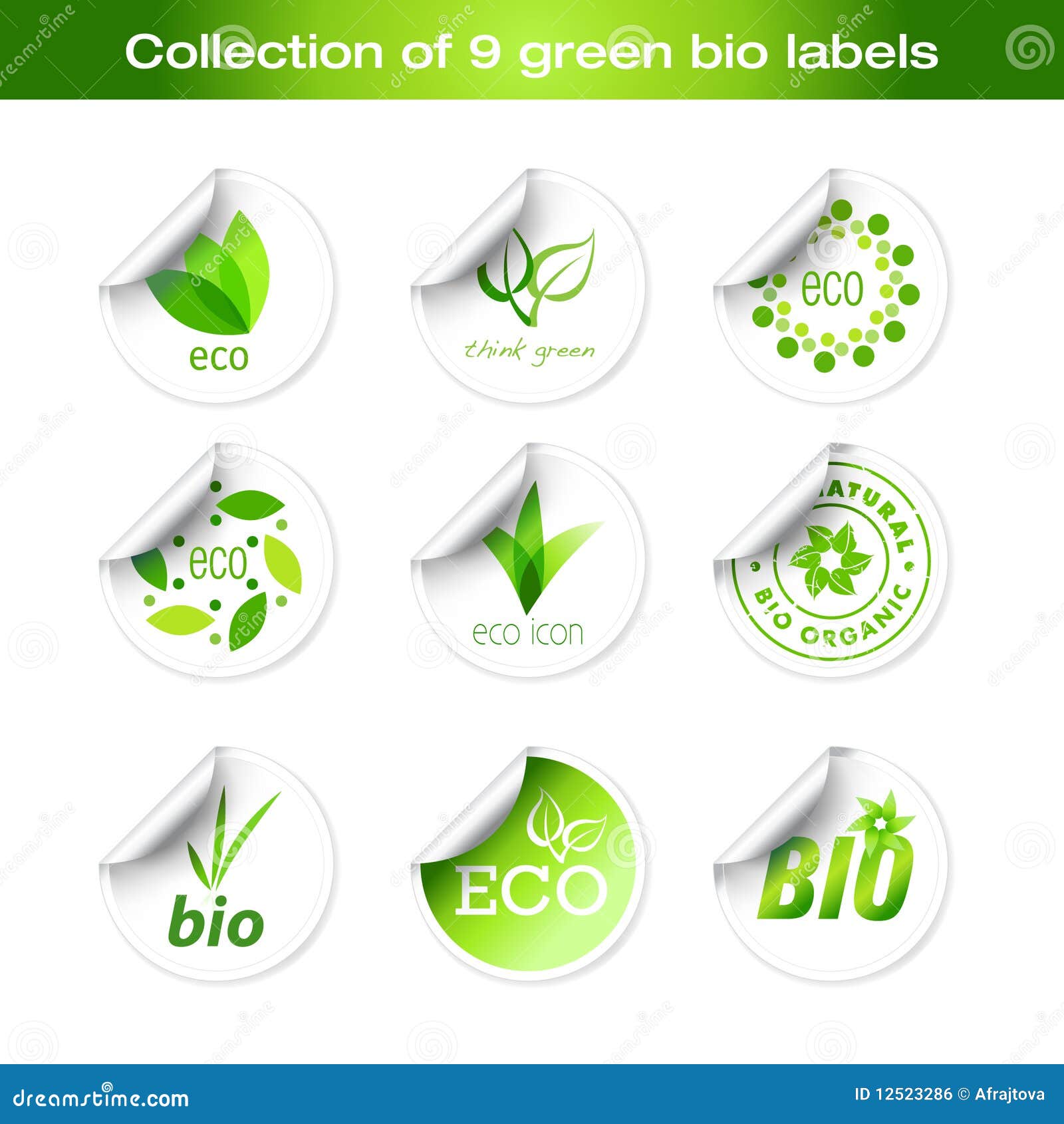 Collection of Vector Green Stickers Stock Vector - Illustration of ...