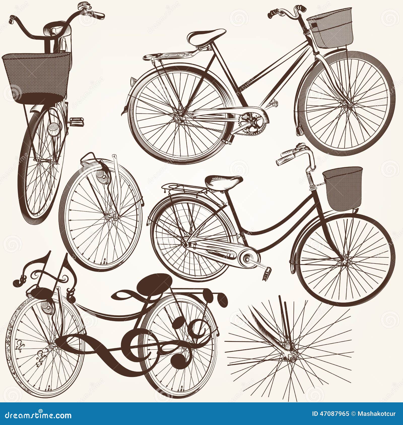 Collection of Vector Hand Drawn Bicycles for Design Stock Vector ...