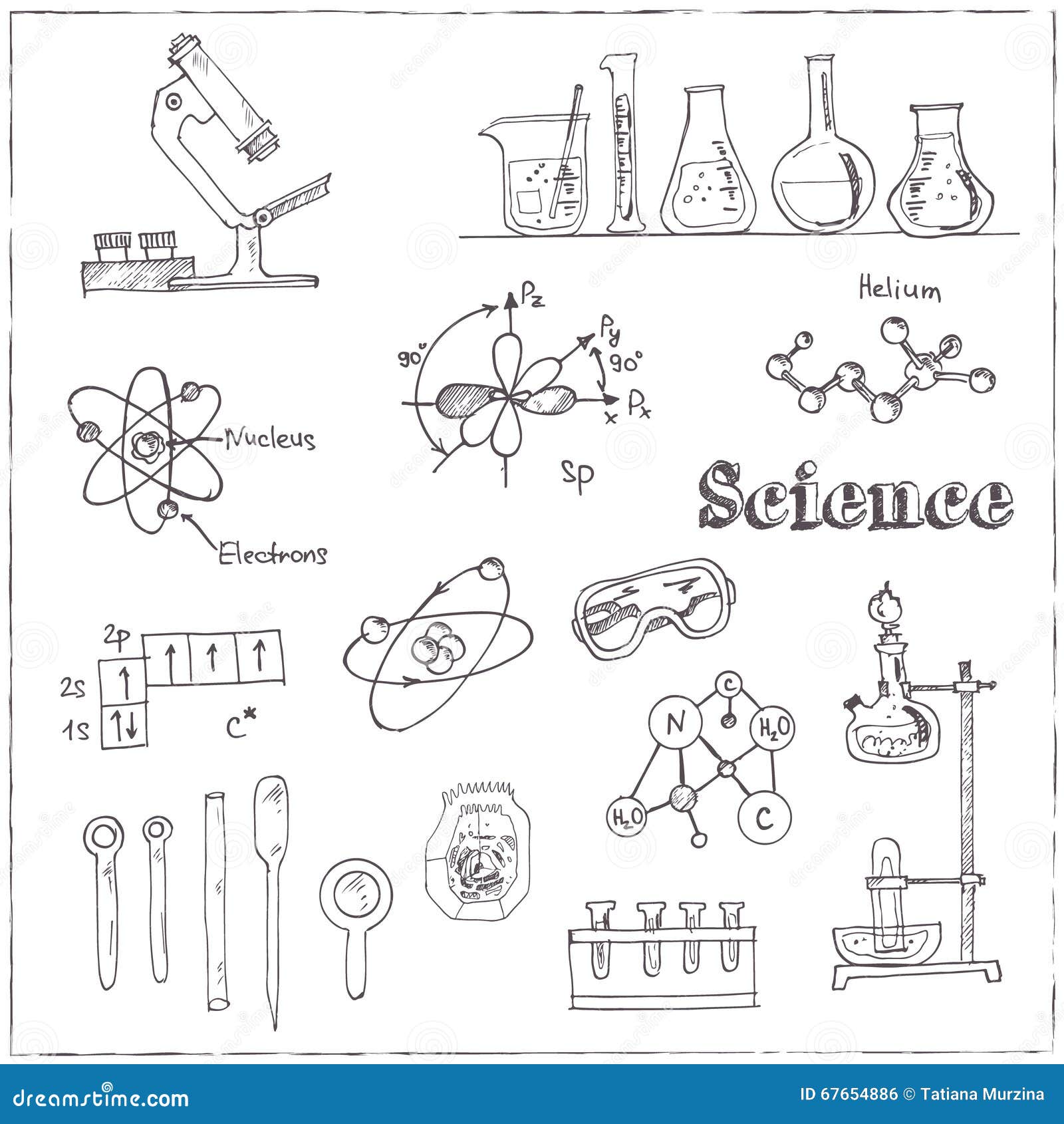 Doodle Science Vector Illustration . Biology And Biotechnology Set ...