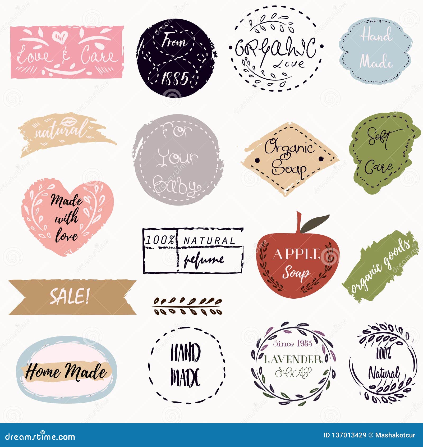 Collection of Vector Handmade Labels in Grunge Style Stock Vector ...
