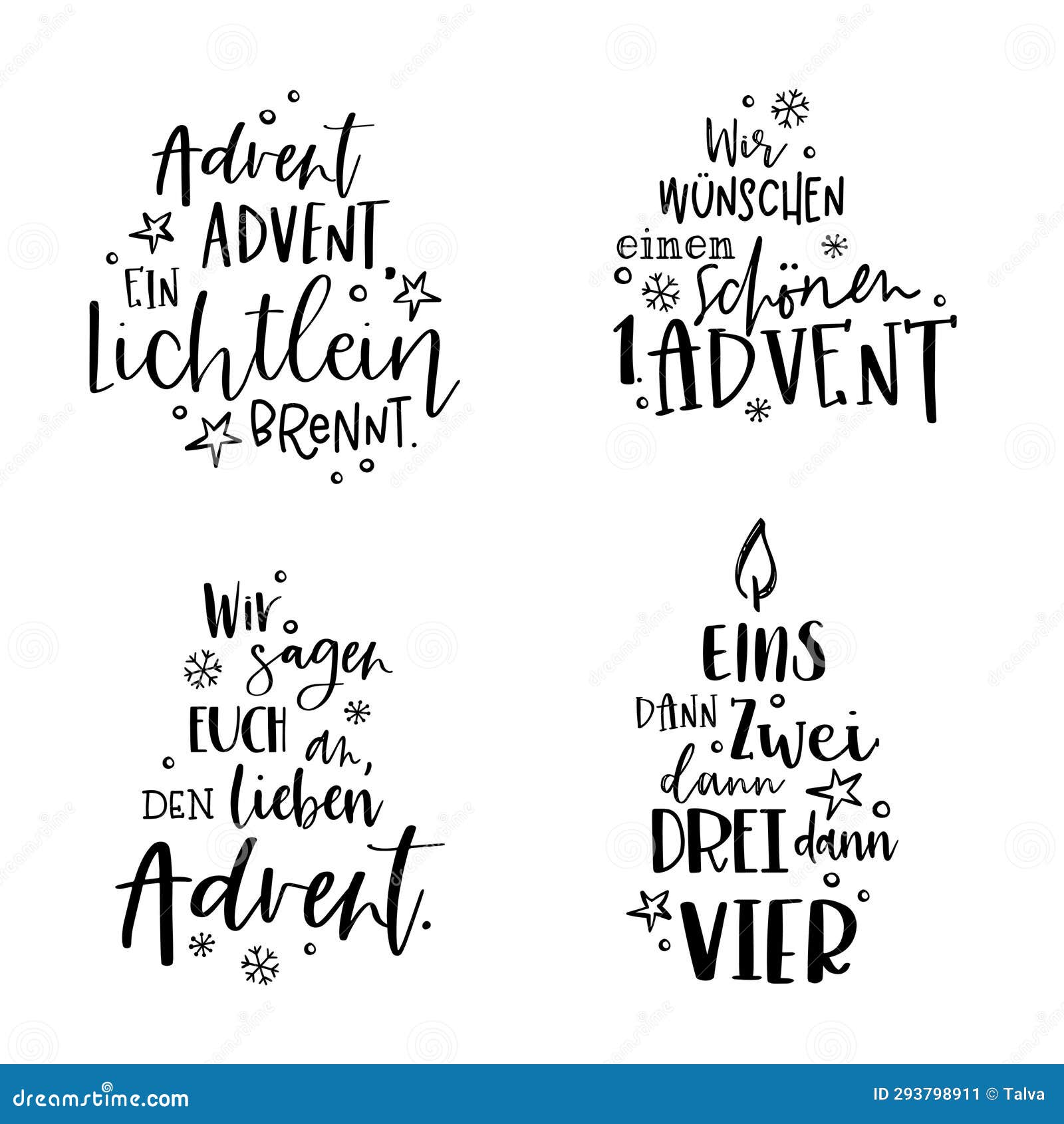 Collection of Vector Handwritten Advent Calligraphic Lettering Text in ...