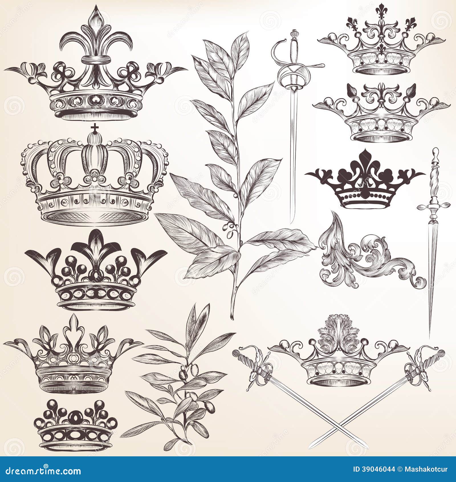 Collection of Vector Heraldic Crowns Stock Vector - Illustration of ...