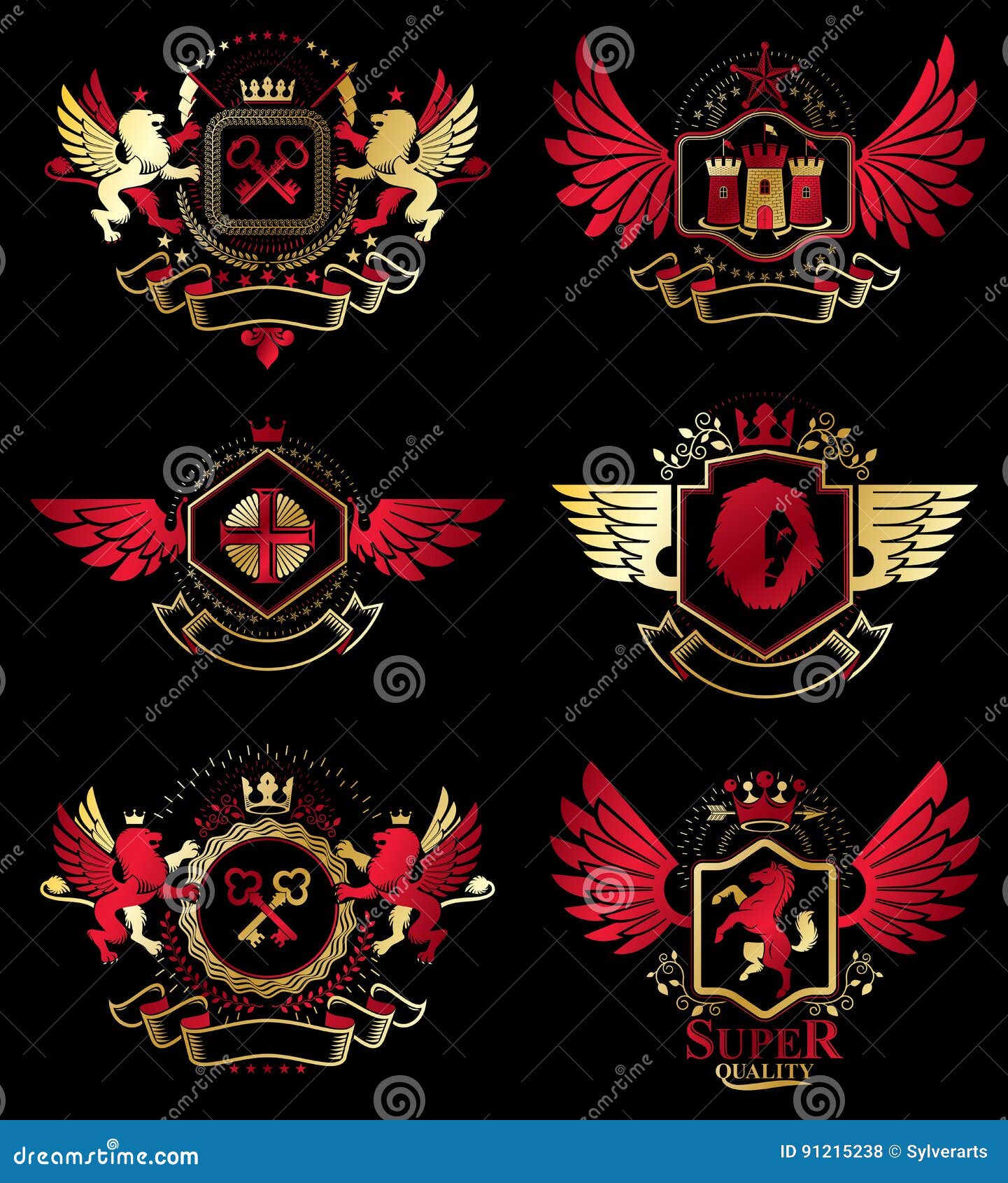 Collection of Vector Heraldic Decorative Coat of Arms Isolated O Stock ...