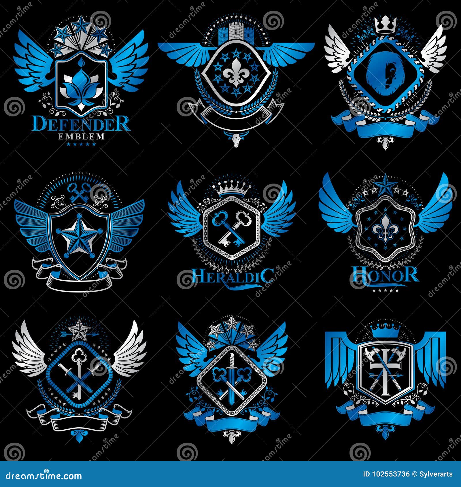 Collection of Vector Heraldic Decorative Coat of Arms Isolated O Stock ...