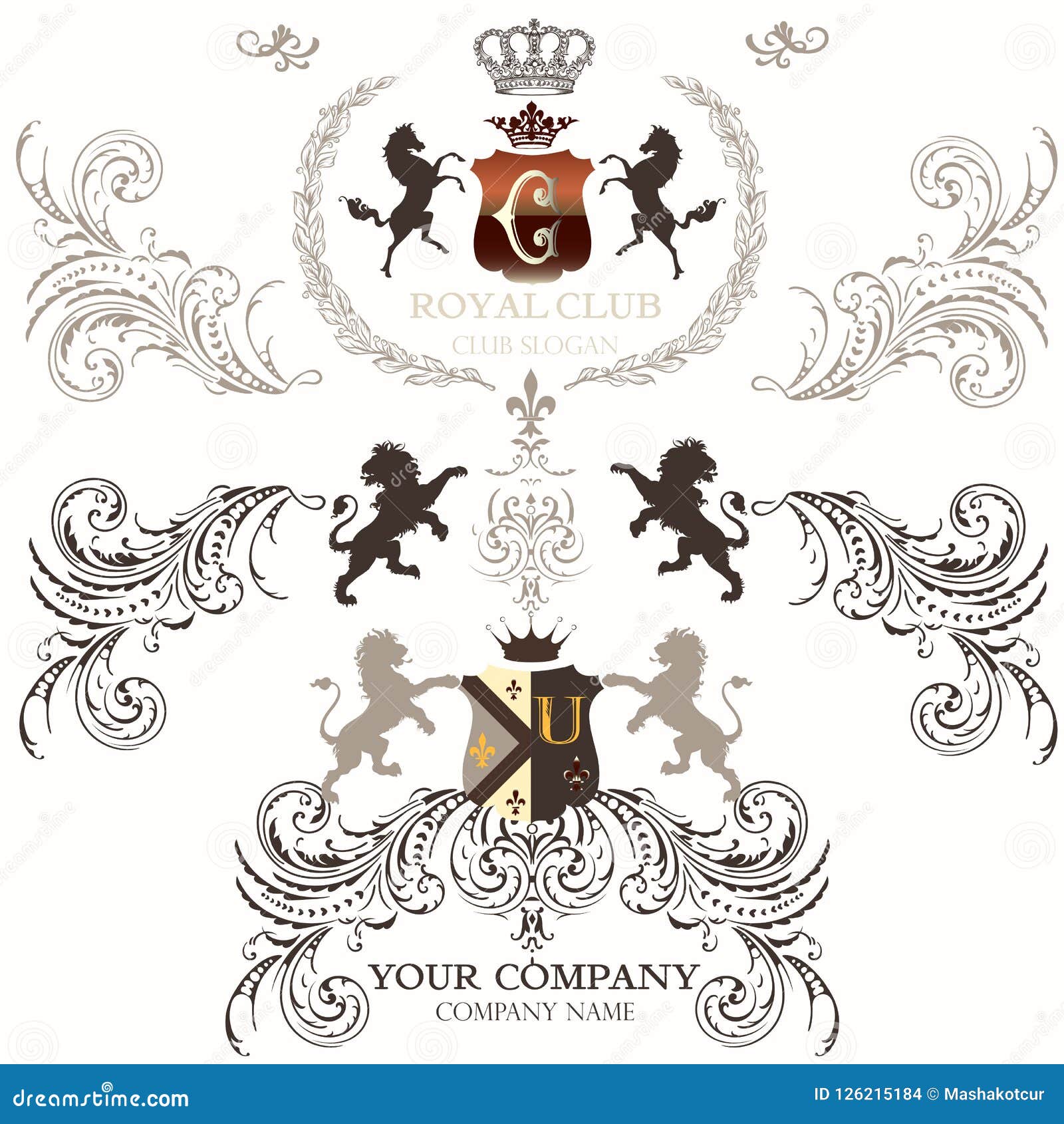 Collection of Vector Heraldic Elements for Design Stock Vector ...