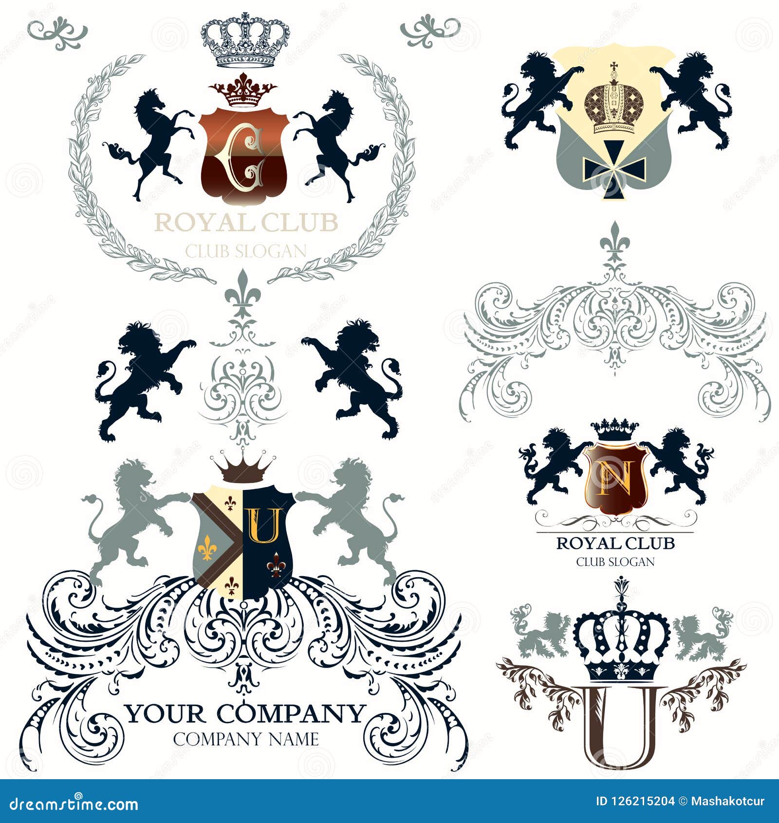 Collection of Vector Heraldic Elements for Design Stock Vector ...