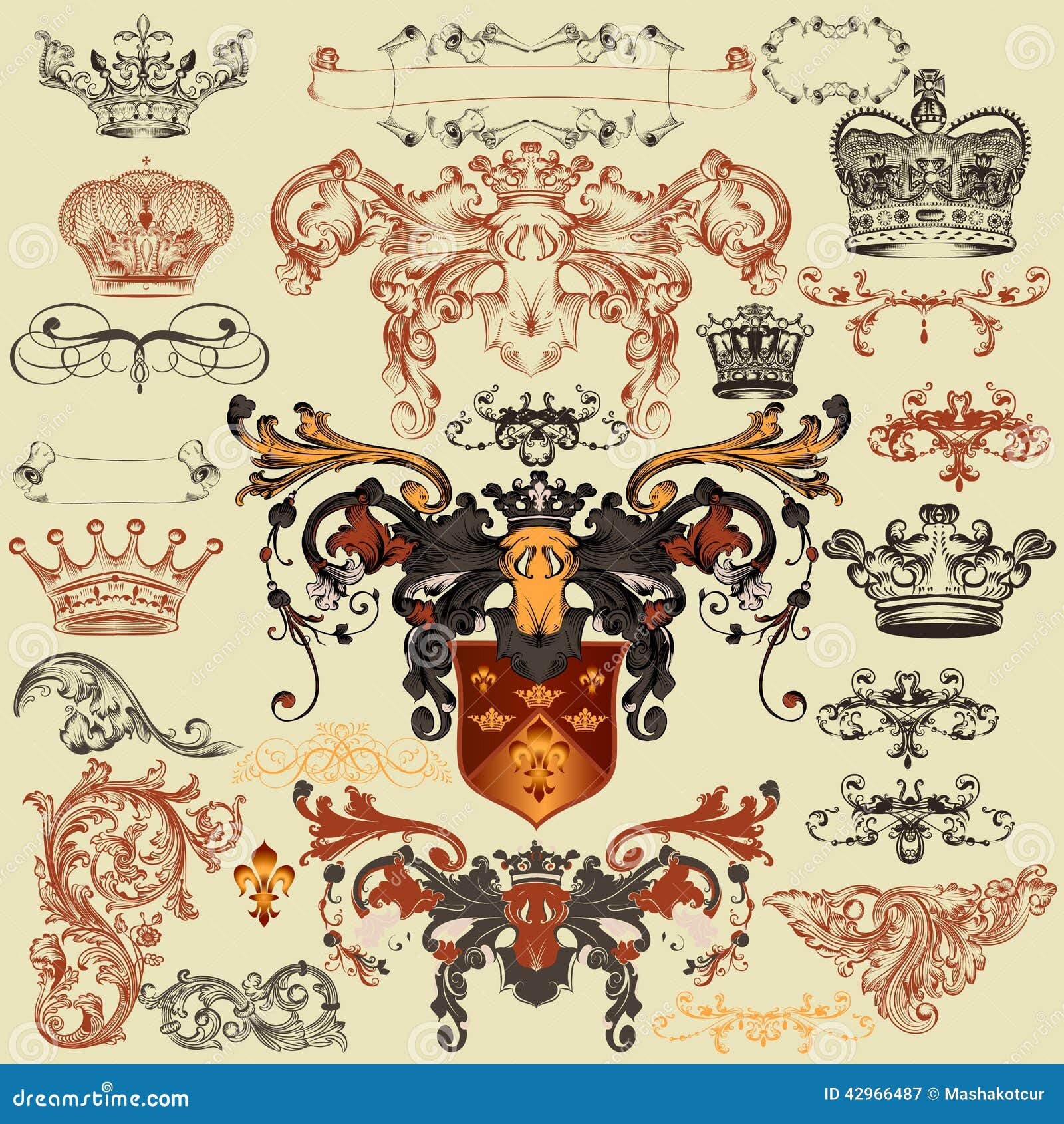 Collection of Vector Heraldic Elements for Design Stock Vector ...