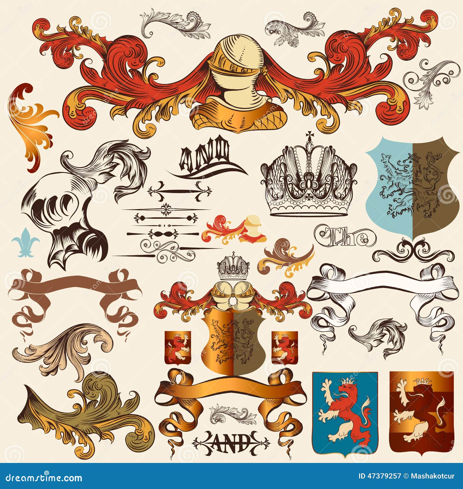 Collection of Vector Heraldic Elements for Design Stock Vector ...